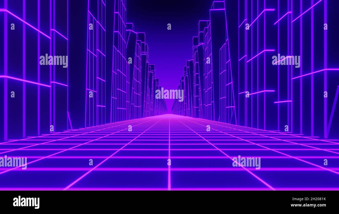 3D wireframe city street animation Stock Photo - Alamy