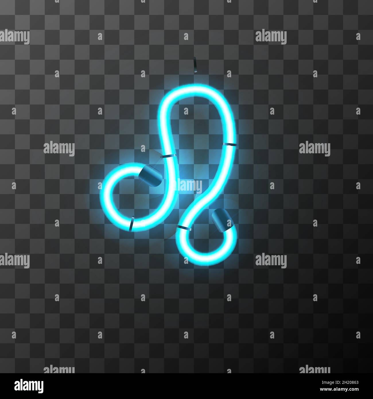 Leo bright blue neon zodiac sign, star sign for astrology horoscope on ...