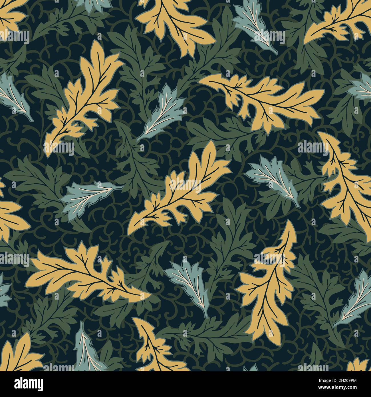 Acanthus leaf vector seamless pattern background. Arts and crafts style ...