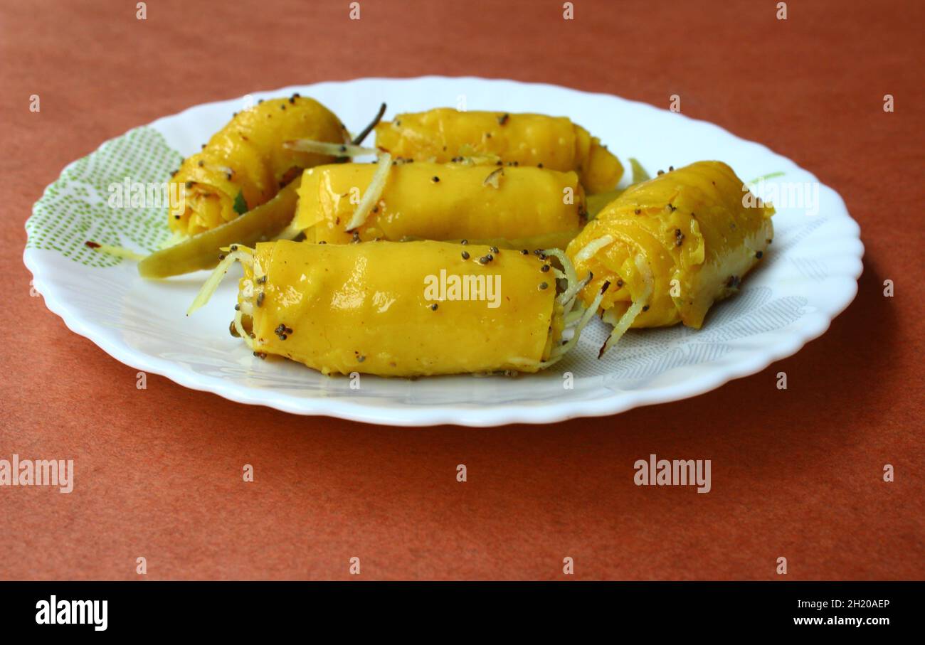 Khandvi, traditional snack of Gujarat, India Stock Photo - Alamy
