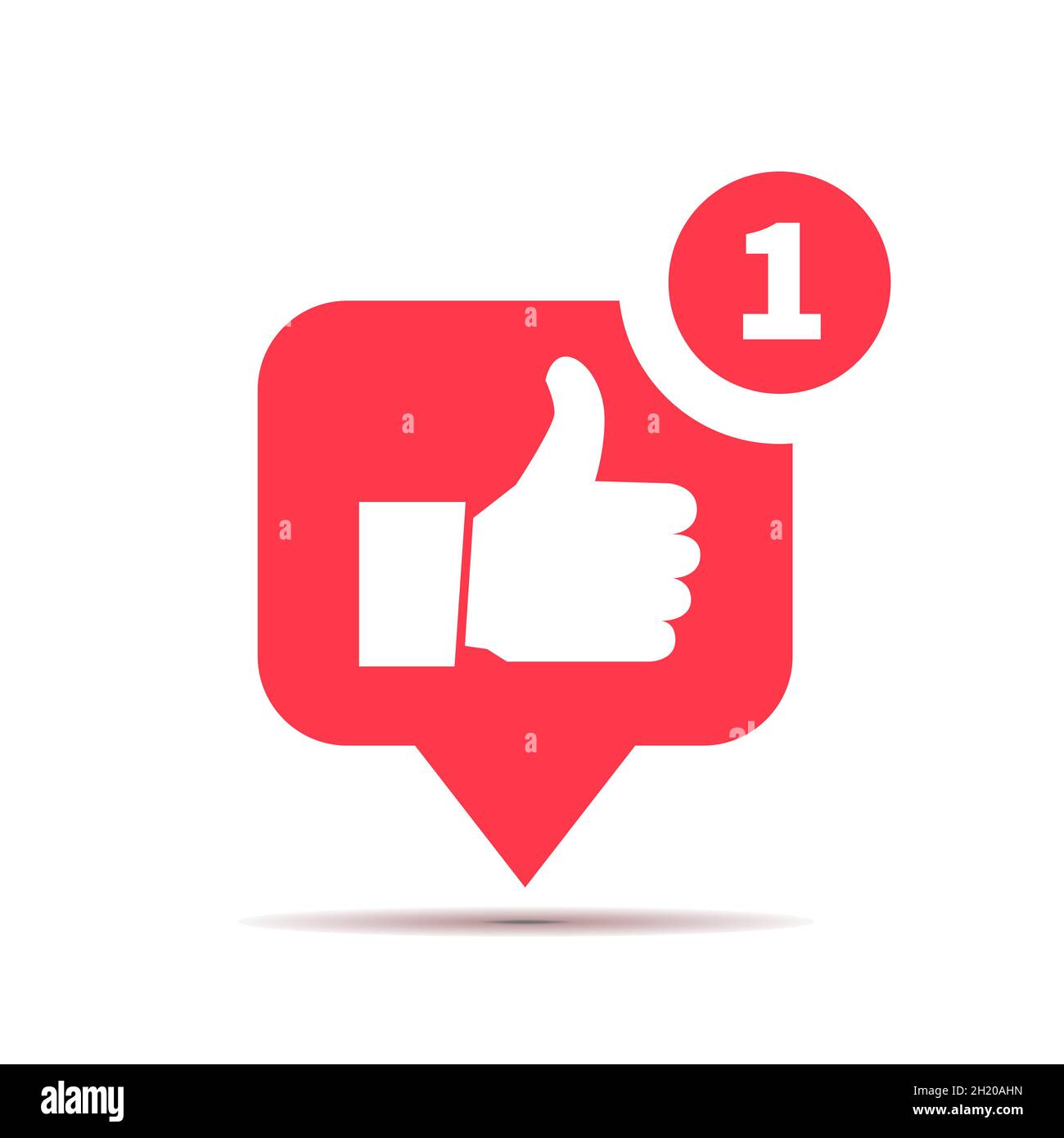 One new like red icon, social media thumbs up piktogram isolated on ...