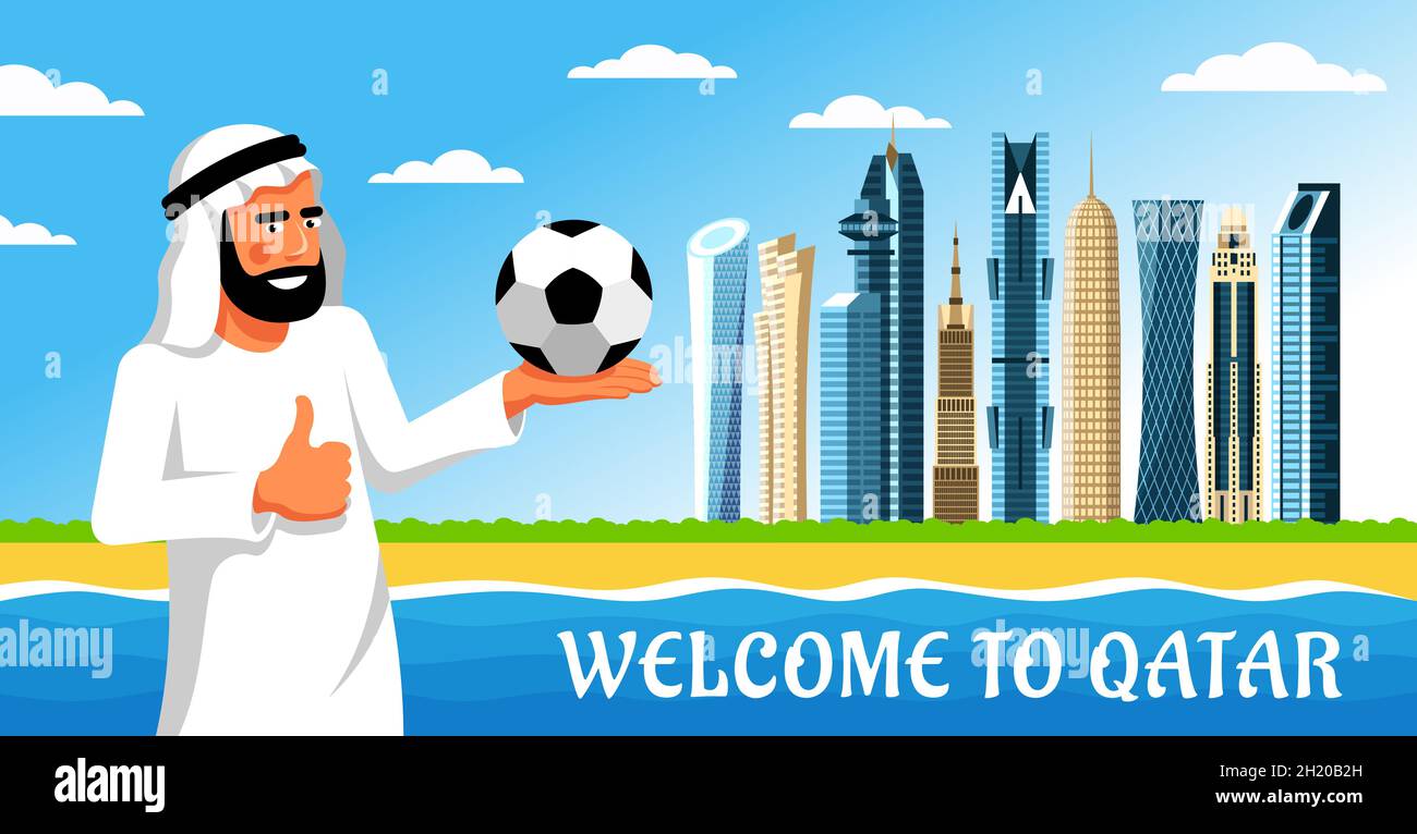 Middle Eastern soccer. Arab in national dress plays with football bal ...