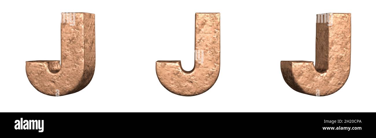 Letter J from Copper letters alphabet collection set. Isolated. 3D ...