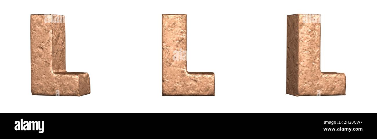Letter L from Copper letters alphabet collection set. Isolated. 3D ...