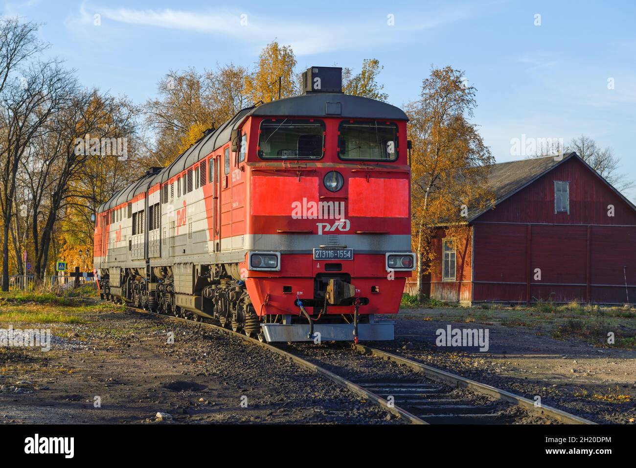 SORTAVALA, RUSSIA - OCTOBER 07, 2021: Soviet mainline freight diesel ...