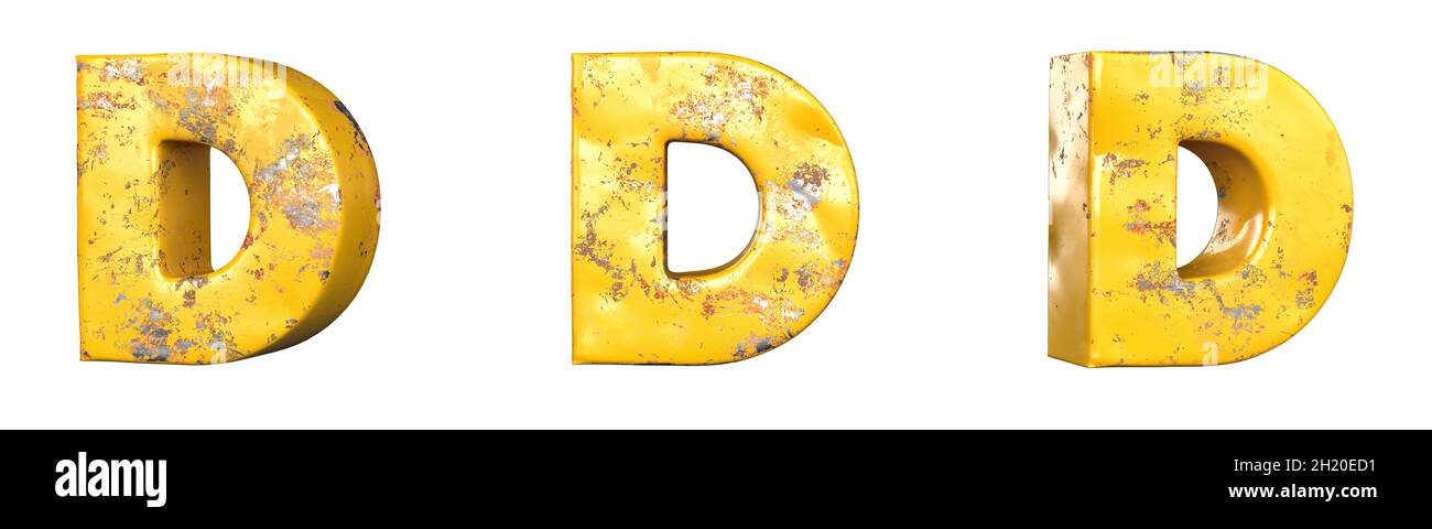 Letter D from alphabet set of metallic yellow grunge letters. Isolated ...