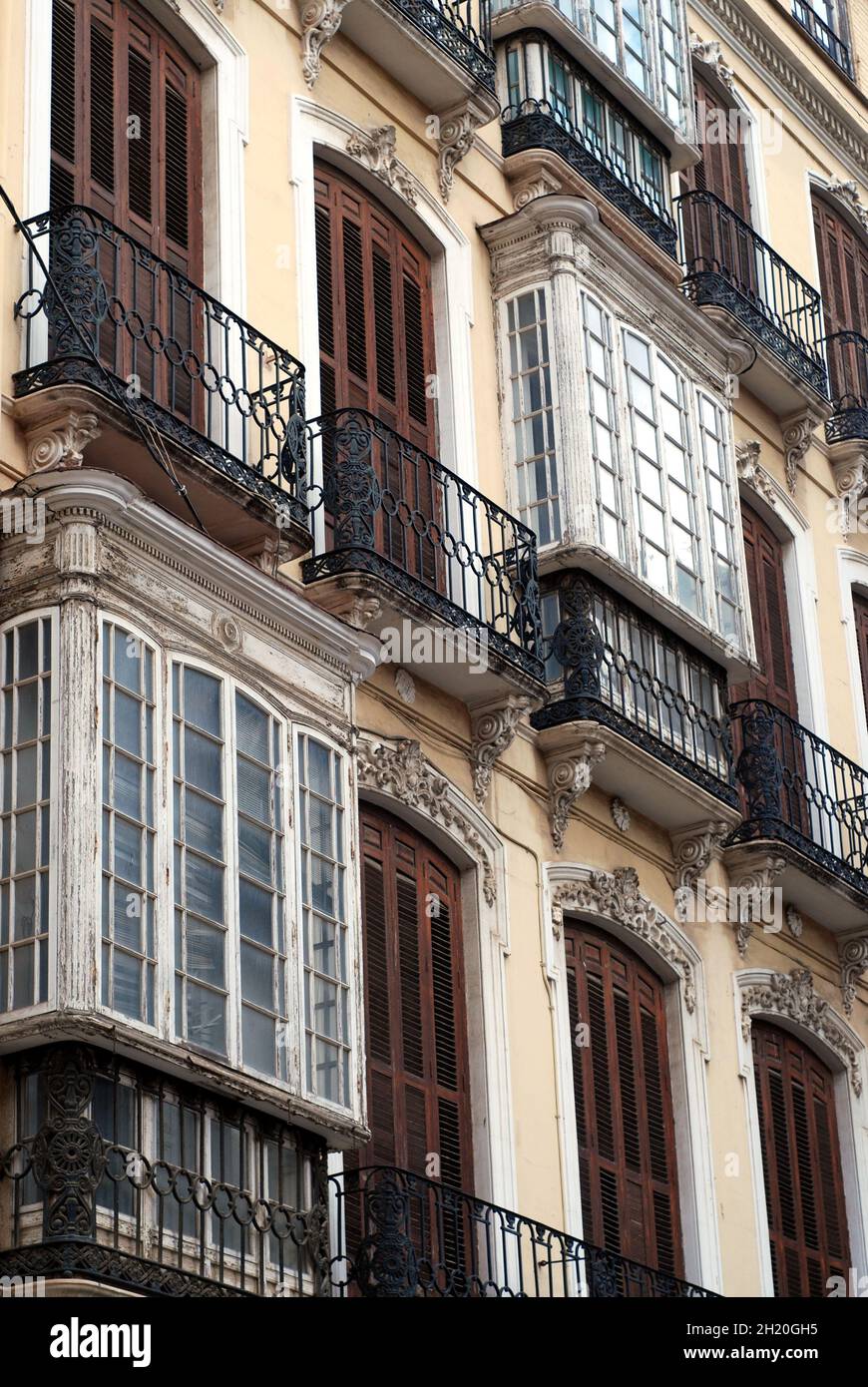 Fasade of old buildings in Malaga, Spain Stock Photo - Alamy