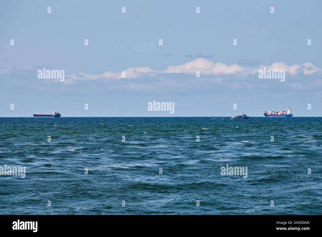 Container cargo ships in distance, import export business trade ...