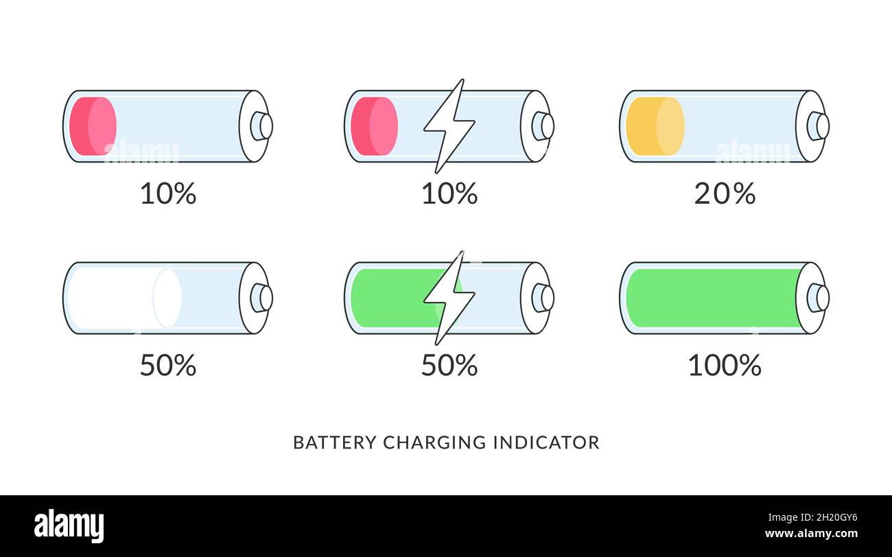 Battery charging indicators set Stock Vector Image & Art - Alamy