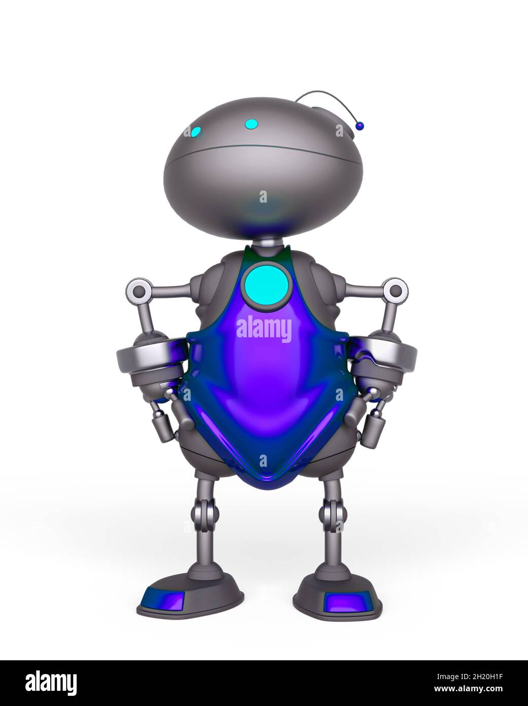 mini bot is doing a super hero pose in white background, 3d ...
