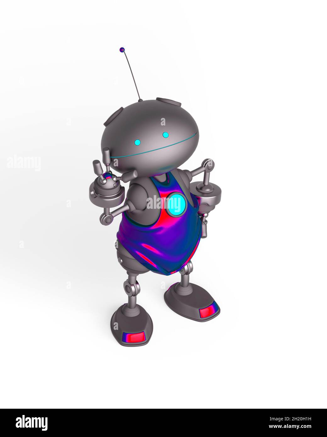 mini bot is saying hello in white background isometric view, 3d ...