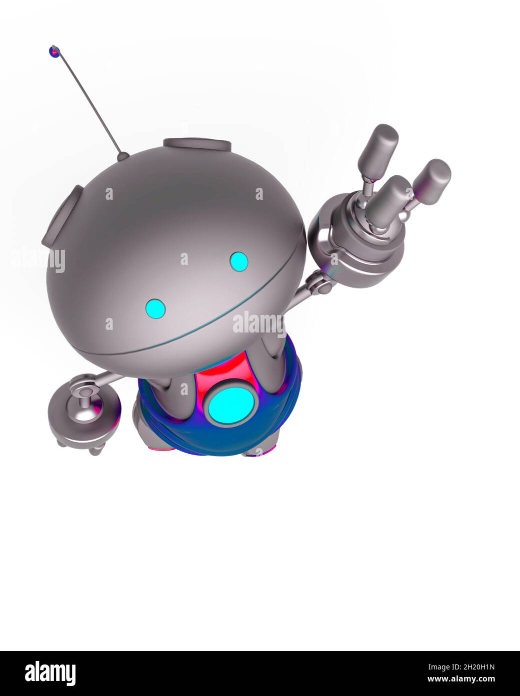 mini bot is jumping in white background close up, 3d illustration Stock ...