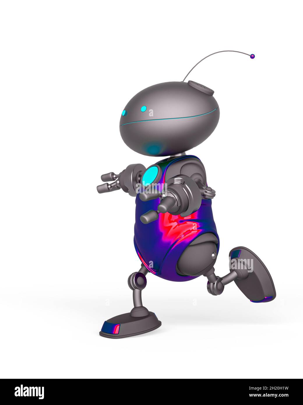 mini bot is running in white background side view, 3d illustration ...