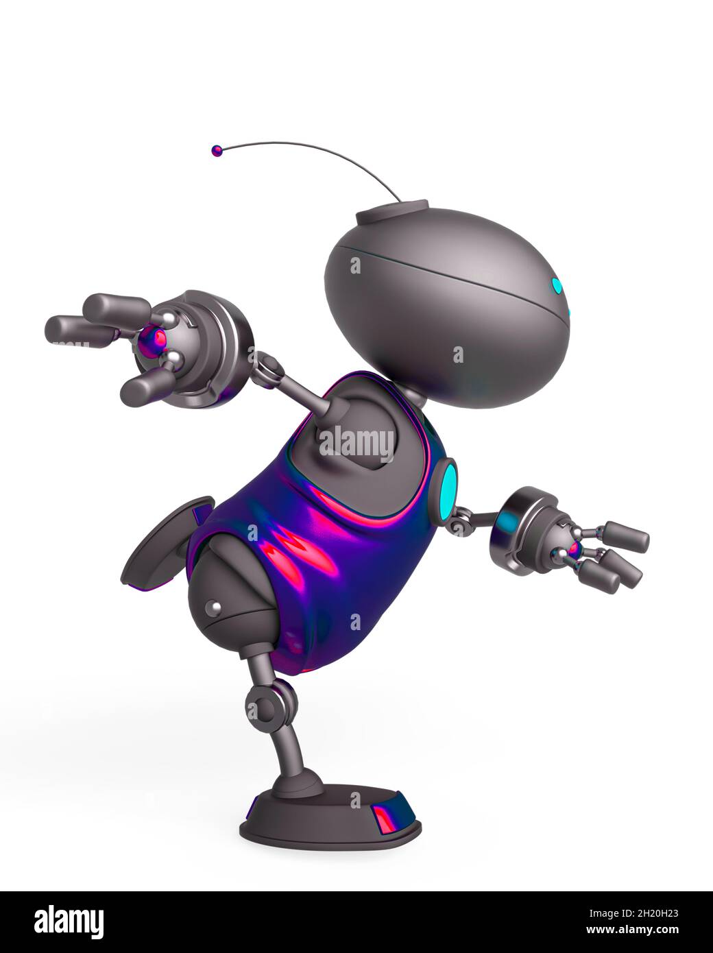 mini bot is speeding up in white background side view, 3d illustration ...