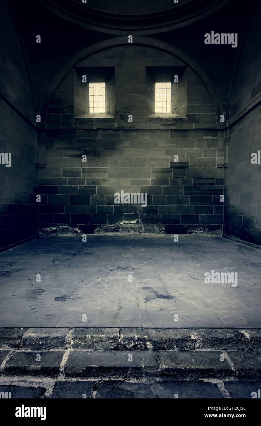 Detail of abandoned and destroyed medieval church, ruins Stock Photo ...