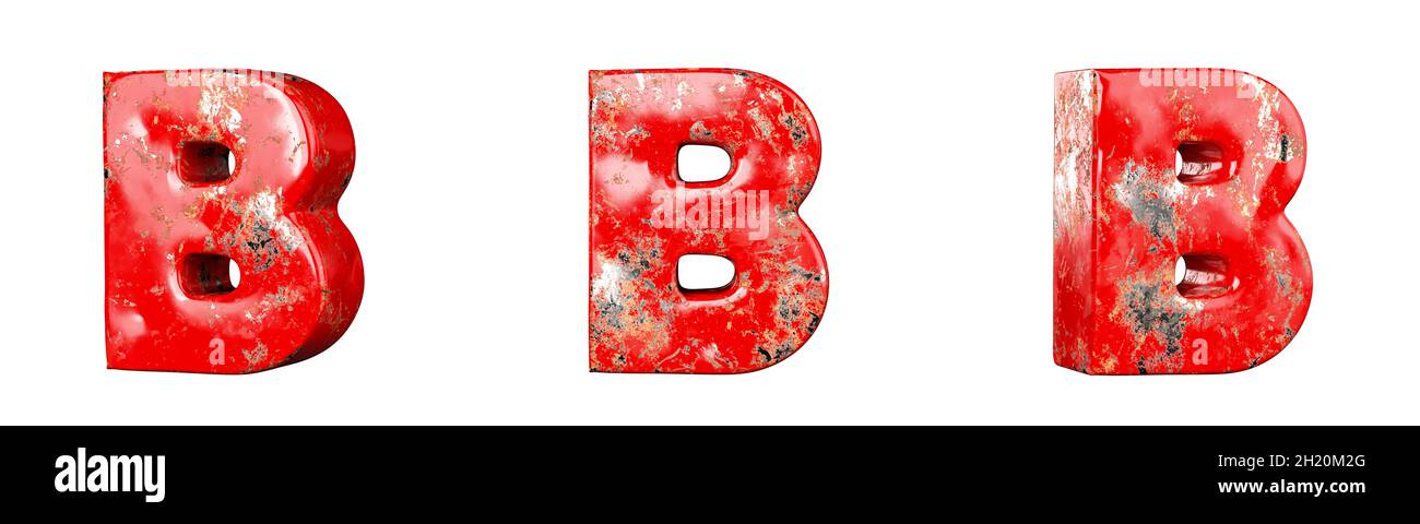 Letter B from Red scratched metallic letters alphabet collection set ...