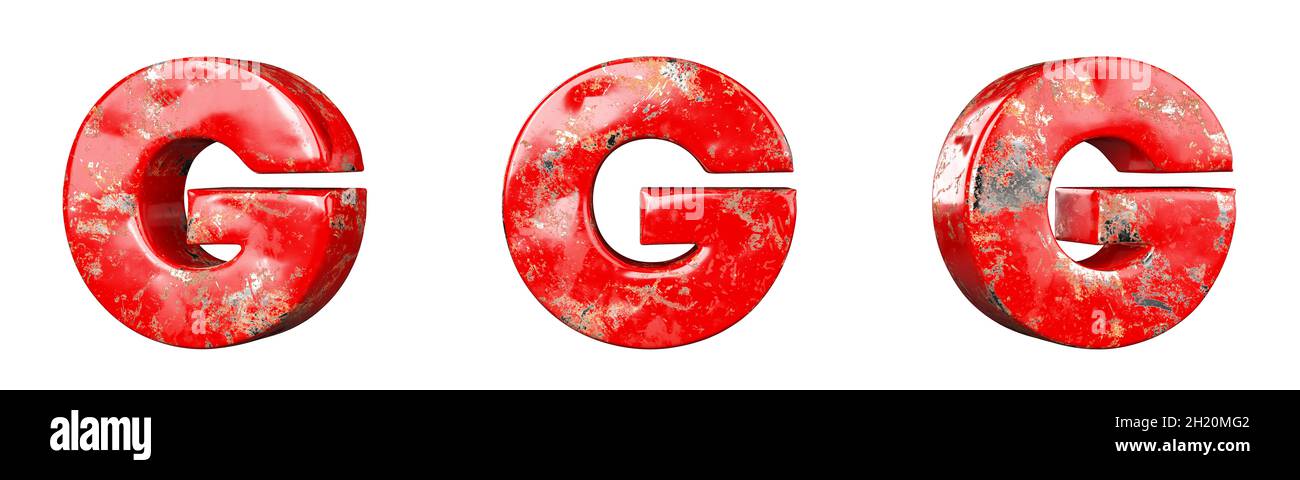 Letter G from Red scratched metallic letters alphabet collection set ...
