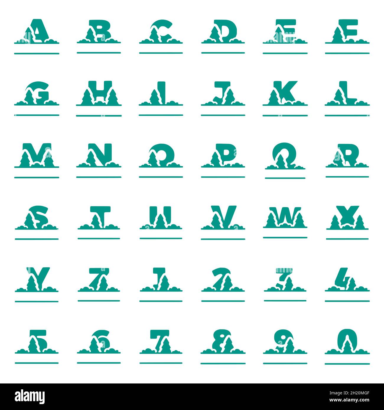 A set of personalized monograms, letters numbers in the form of a ...