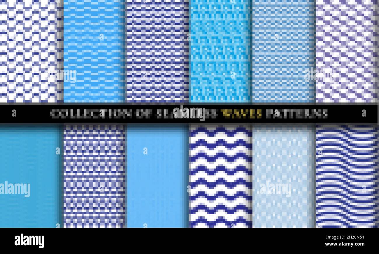 Seamless Waves different patterns set. Aqua design Stock Vector Image ...