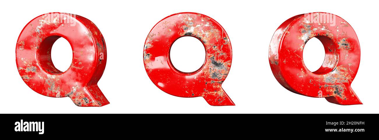 Letter Q from Red scratched metallic letters alphabet collection set ...