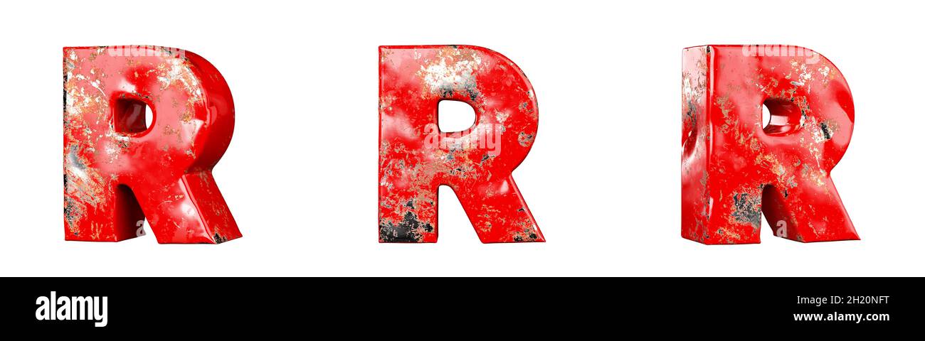 Letter R from Red scratched metallic letters alphabet collection set ...