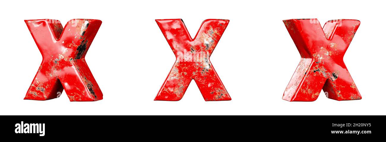 Letter X from Red scratched metallic letters alphabet collection set ...