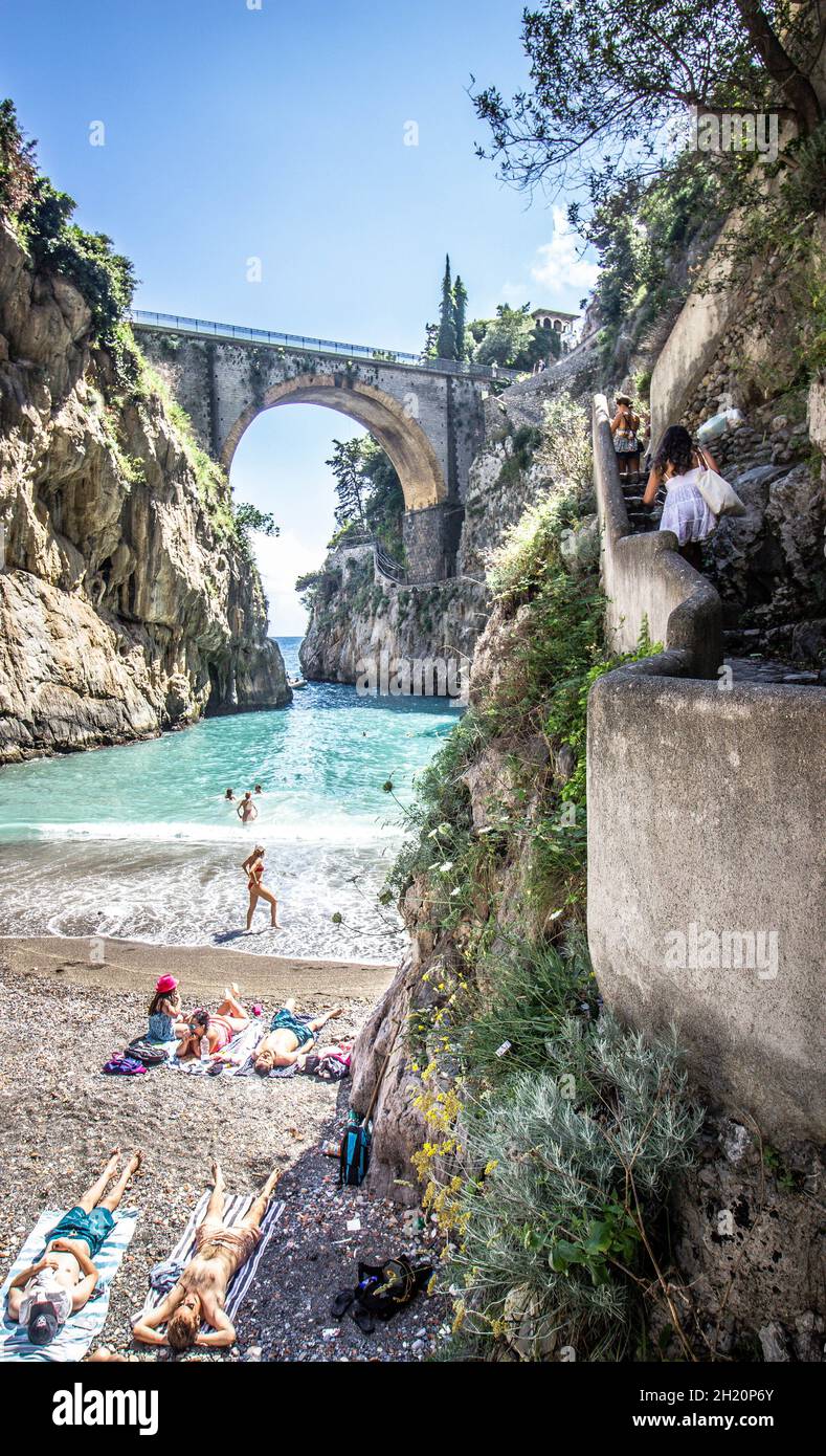 Fiordo di Furore is an arched stone bridge crosses this striking gorge ...