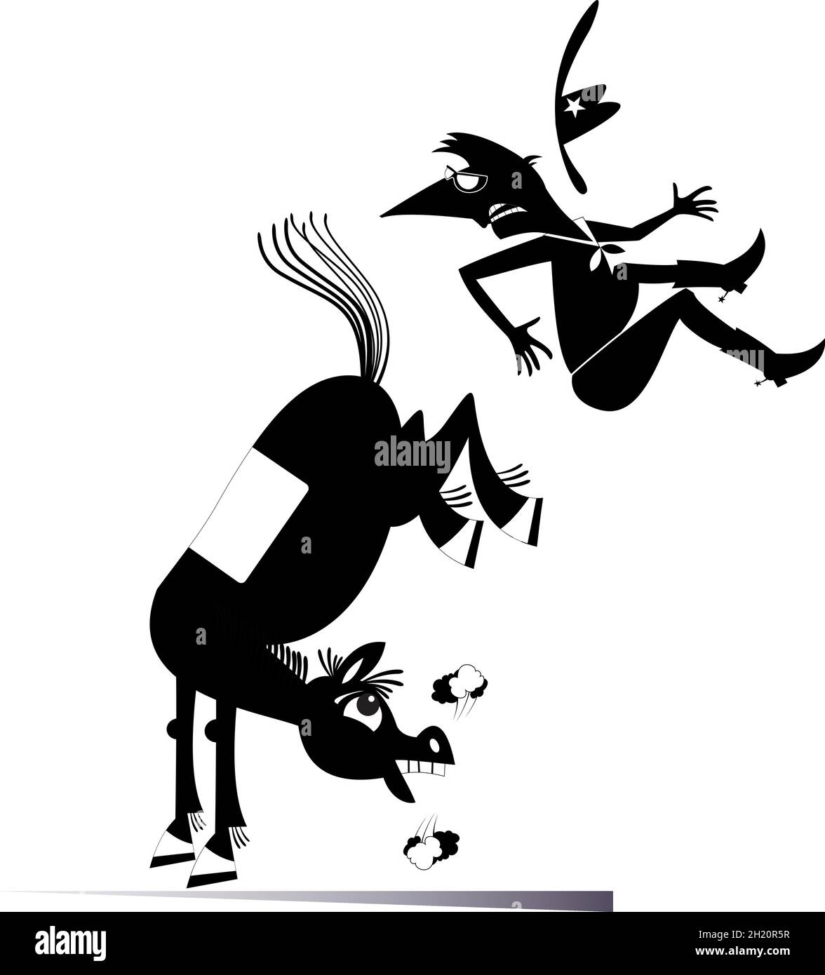 Horse rider falling from horse Cut Out Stock Images & Pictures - Alamy