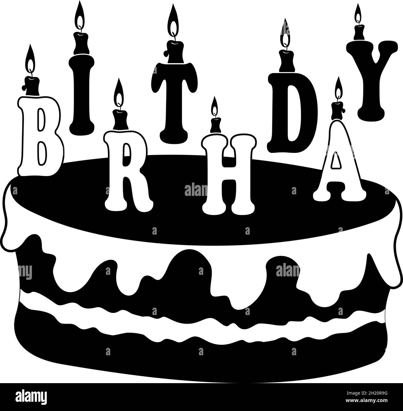 Cake, candles and birthday sign. Cakes with candles spelling birthday ...