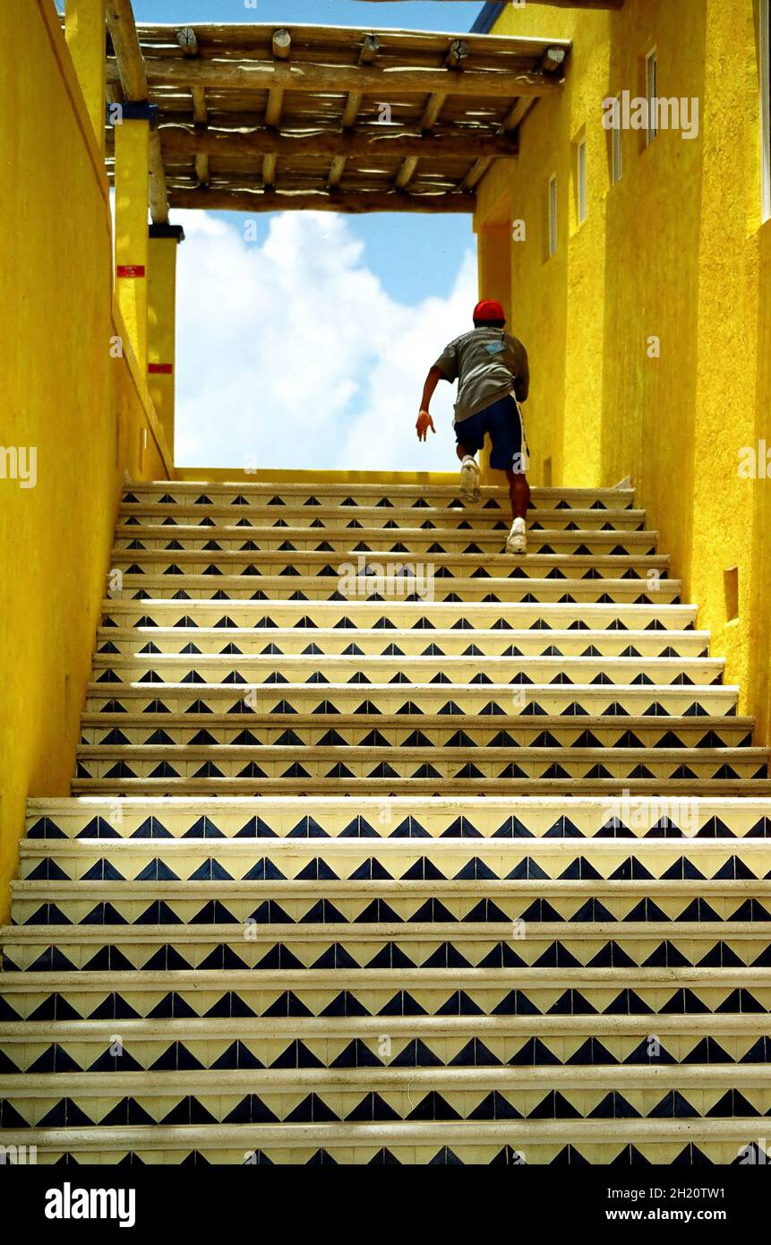 Man running up bridge stairs hi-res stock photography and images - Alamy