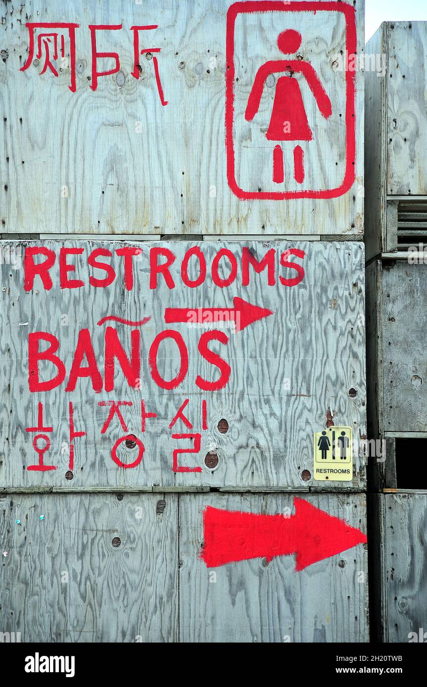 Direction signs on the wall Stock Photo - Alamy