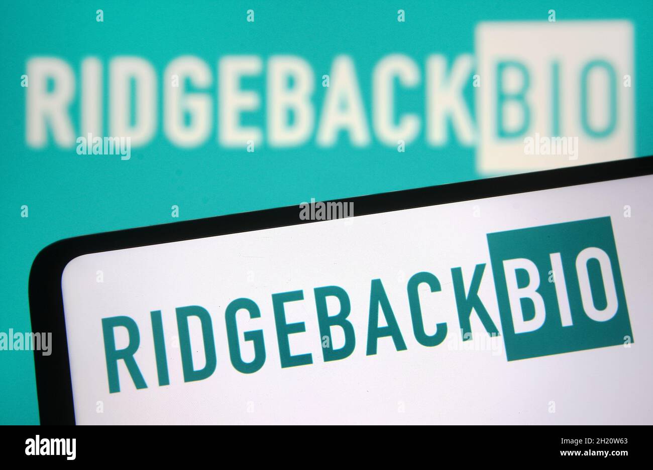 In this photo illustration, Ridgeback Biotherapeutics logo of a ...