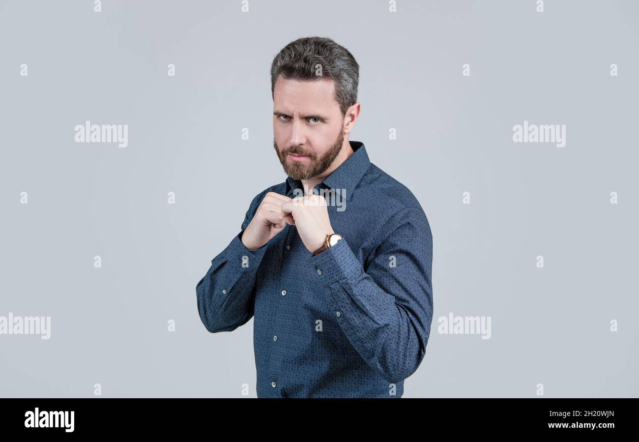 Using force in self-defense. Standing in defensive position. Fighting ...