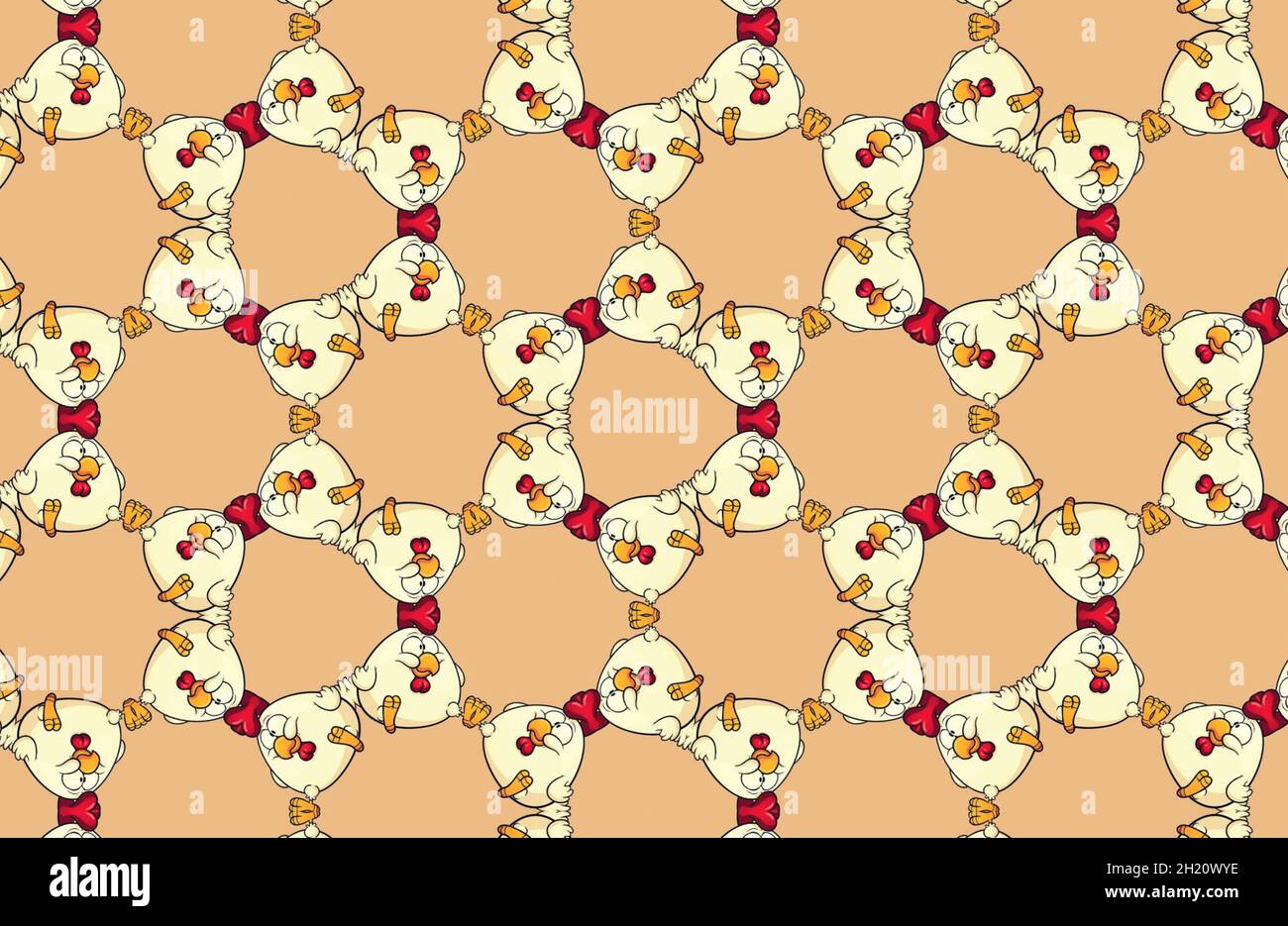 Illustration of a creative seamless pattern of chickens against the ...