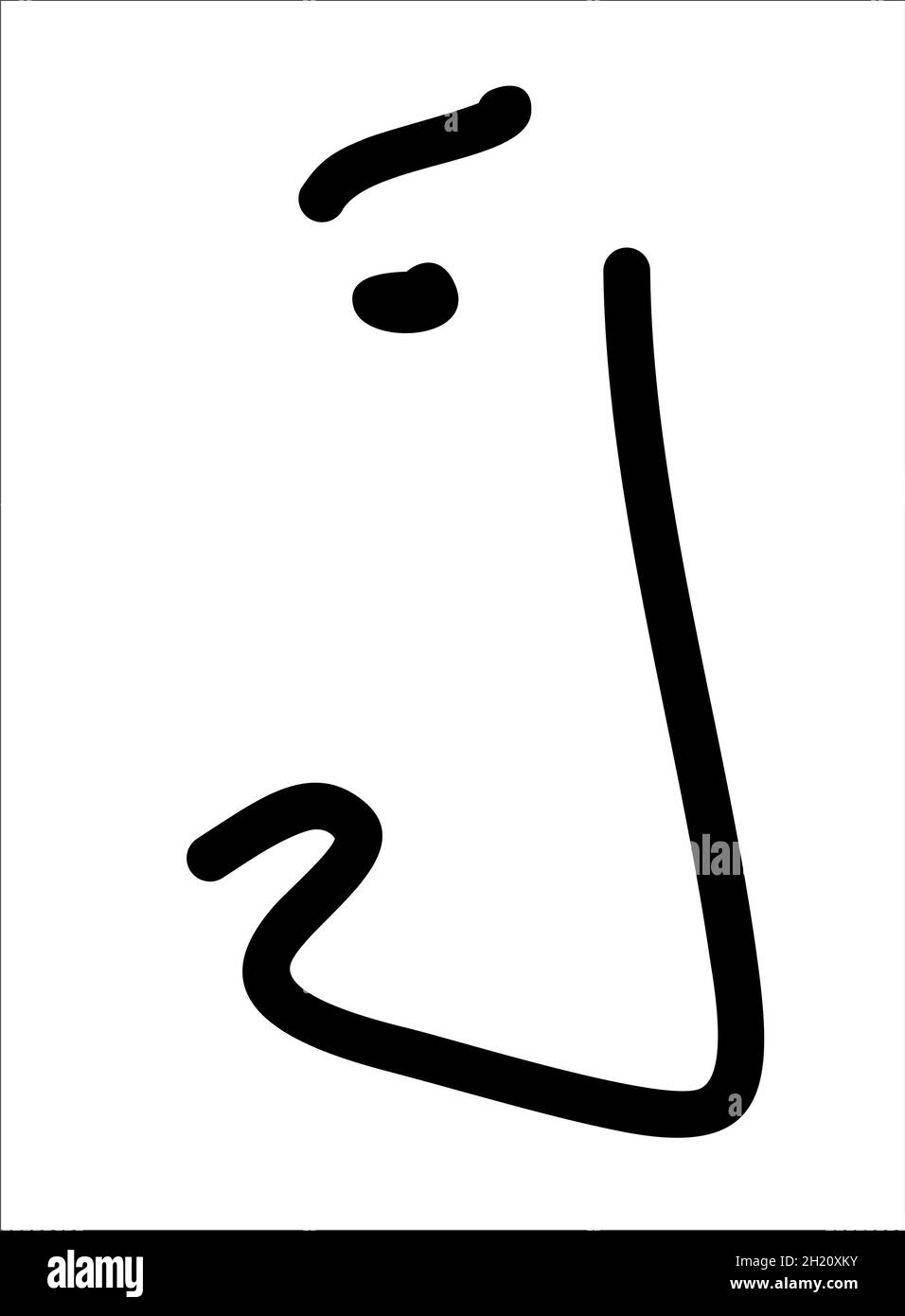 illustration of facial features, facial features depicted in bold ...