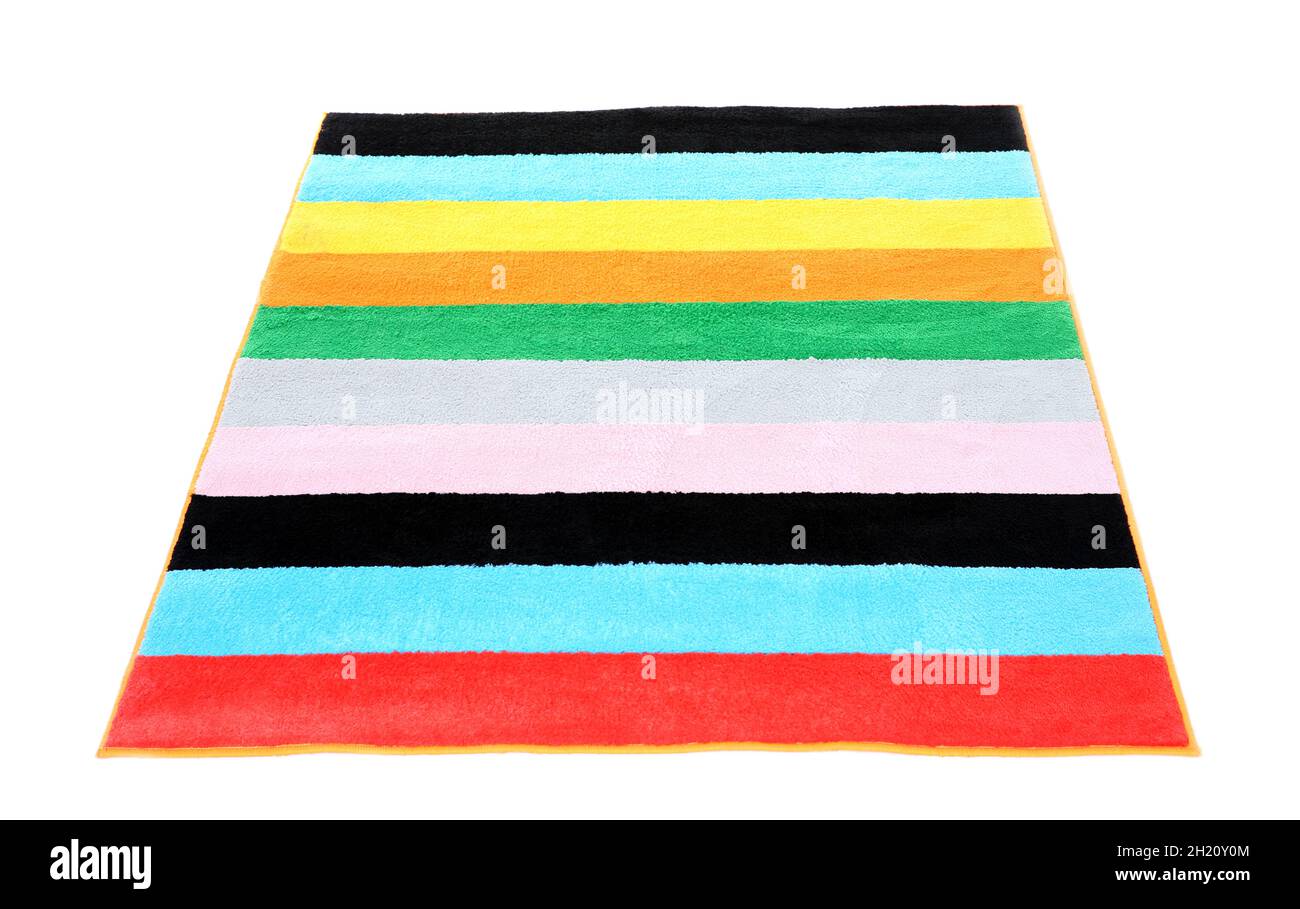 Colorful striped carpet on white background Stock Photo - Alamy