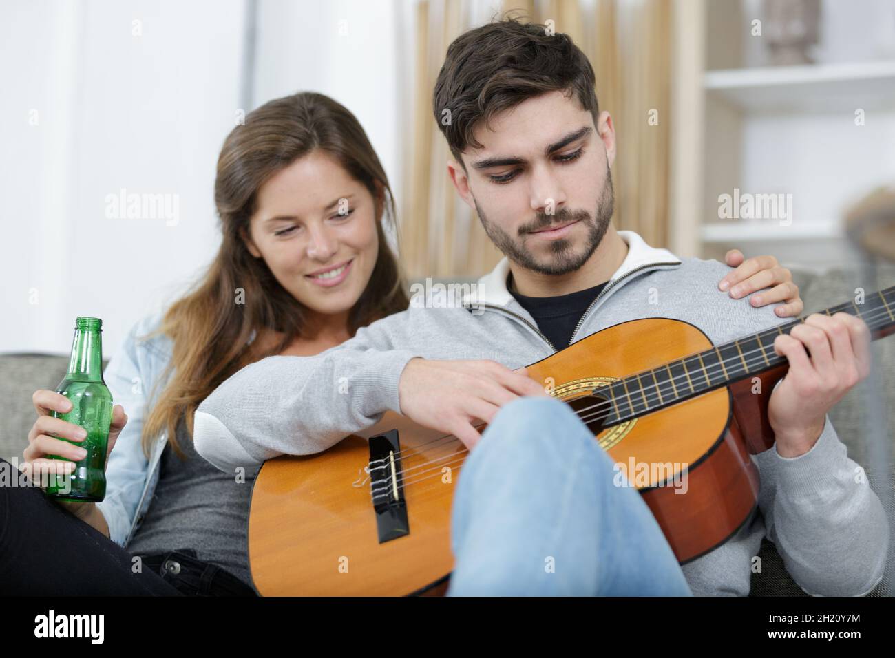 romantic couple having fun at home Stock Photo - Alamy