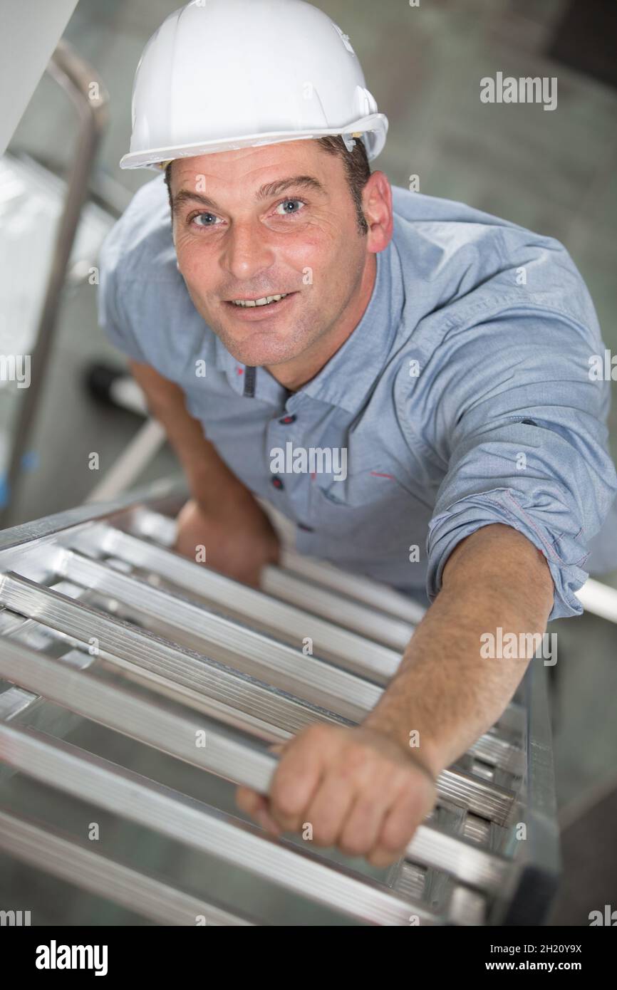 engineer standing on steel platform of cement processing plant Stock ...