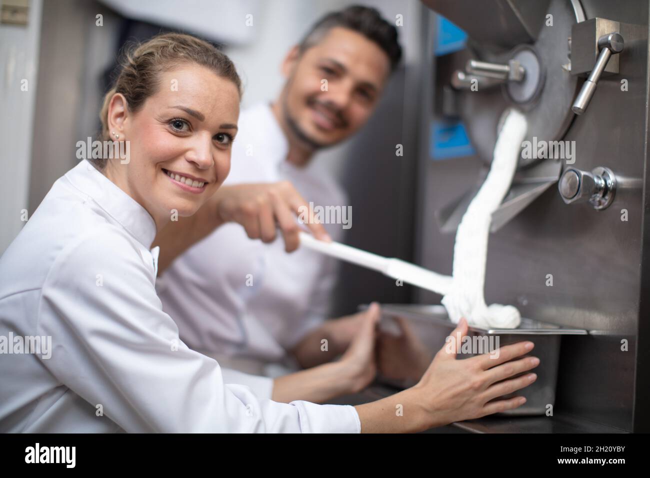 woman working at ice cream factory Stock Photo - Alamy