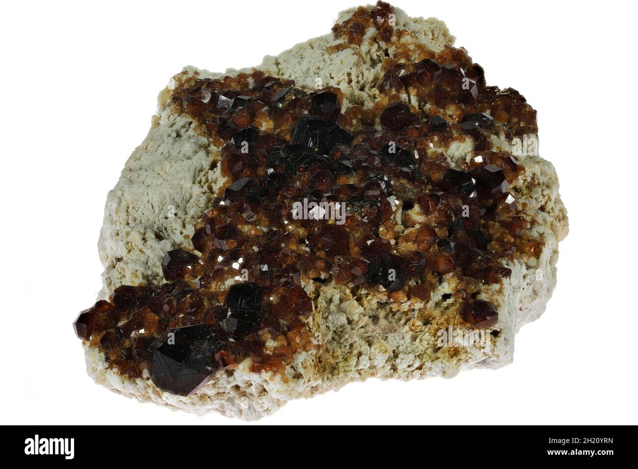 garnet on matrix from Leyan, China isolated on white background Stock ...