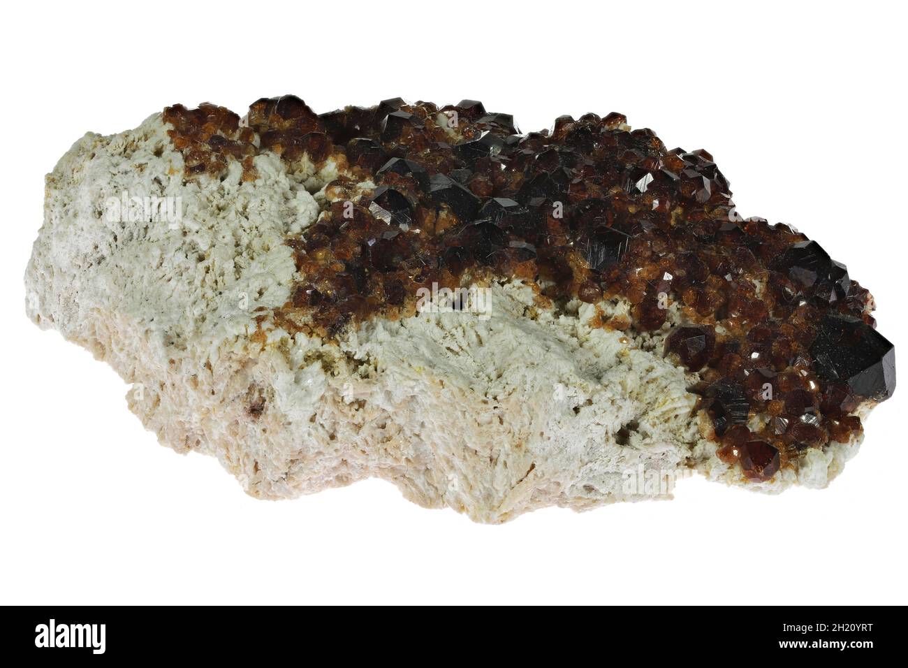 garnet on matrix from Leyan, China isolated on white background Stock ...