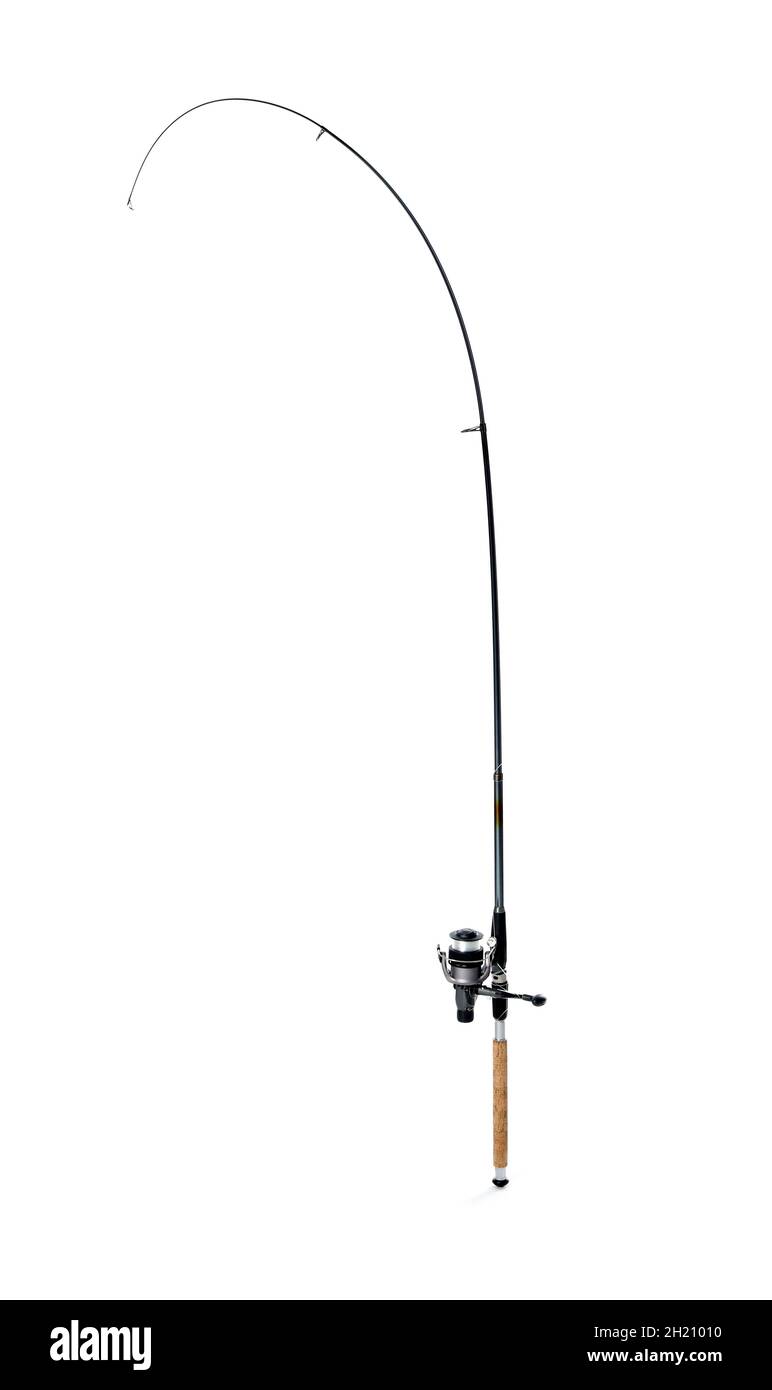 Fishing rod on white background. Angling equipment Stock Photo - Alamy