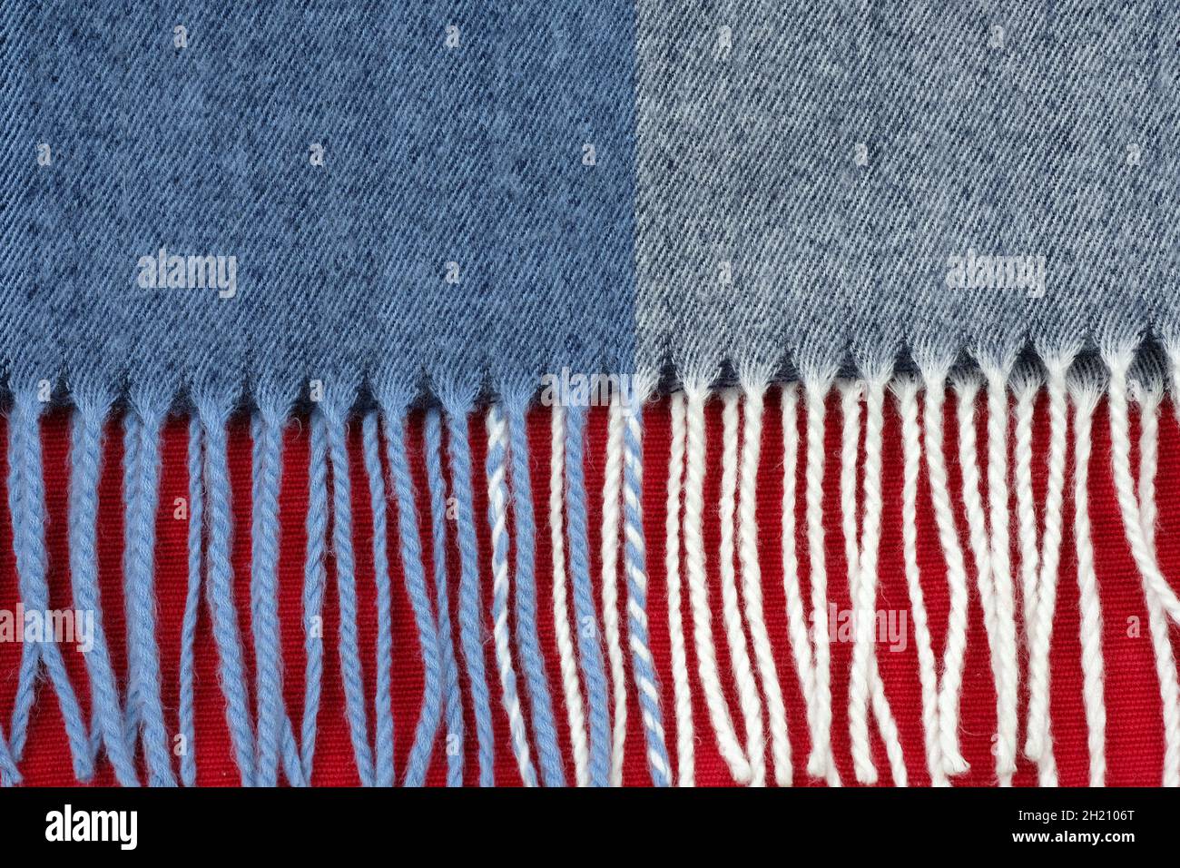 Fringed check scarf. Warm wide check scarf. Cashmere palatine close-up ...