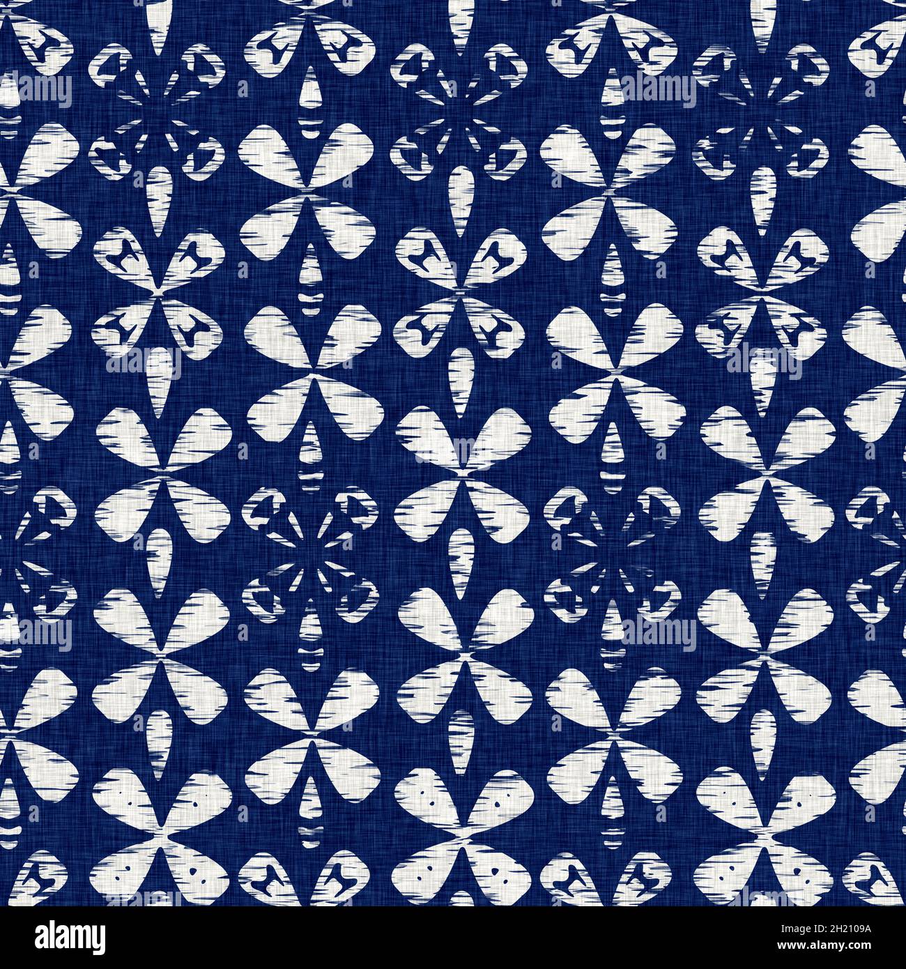 Indigo dyed fabric flower pattern texture. Seamless textile fashion ...