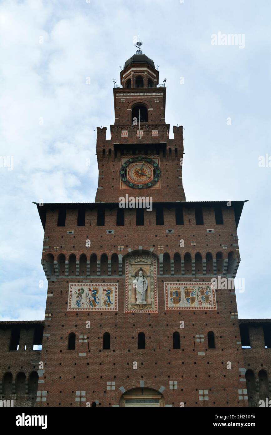 The Filarete Tower in Sforza's Castle (Castello Sforzesco Stock Photo ...
