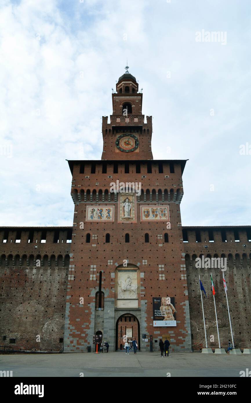 The Filarete Tower in Sforza's Castle (Castello Sforzesco Stock Photo ...