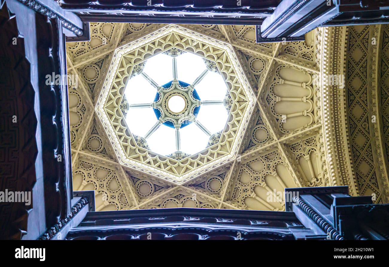 beautiful hand made glass skylight at Penrhyn Castle, an extensive ...
