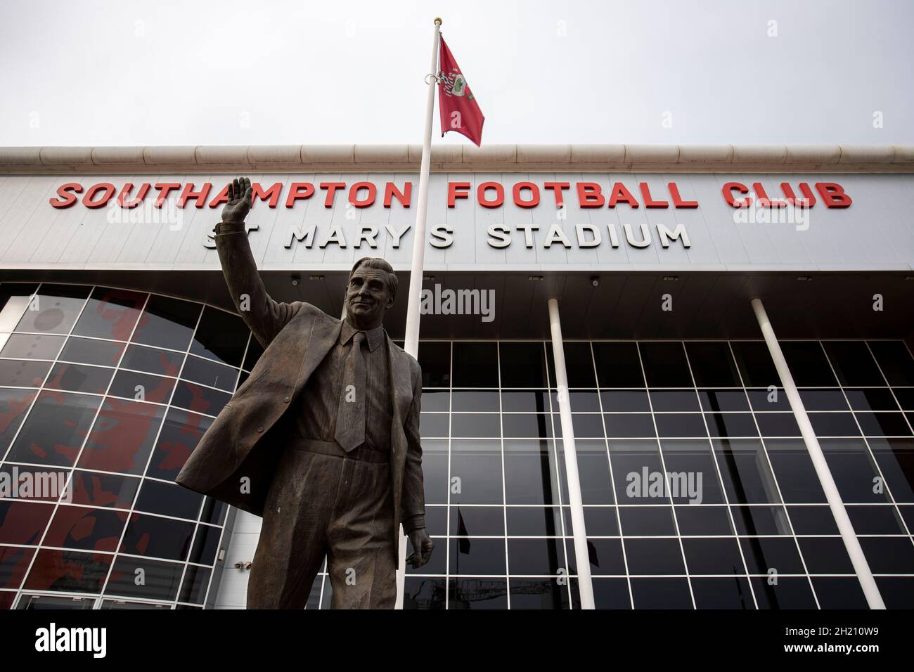 A statue of Ted Bates outside St Mary's Stadium on the 17th October ...