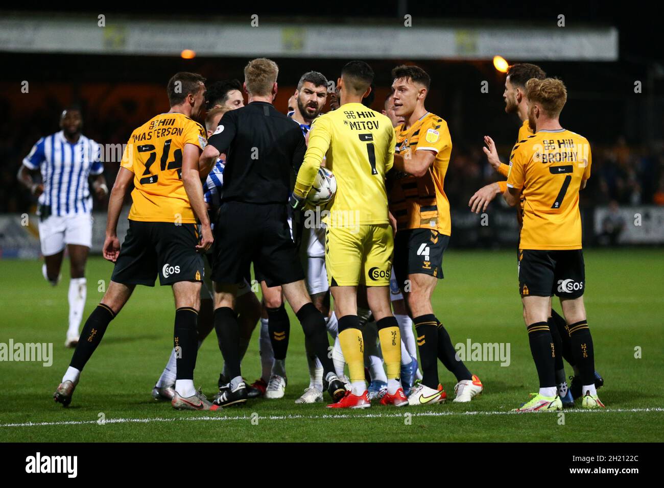 players from both teams scuffle Stock Photo - Alamy
