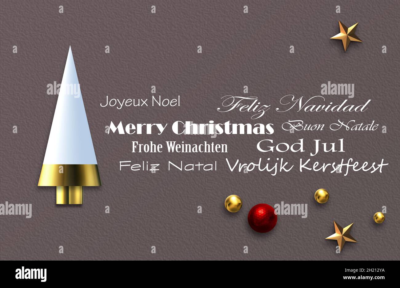 Merry Christmas business card. Christmas wishes in European languages ...